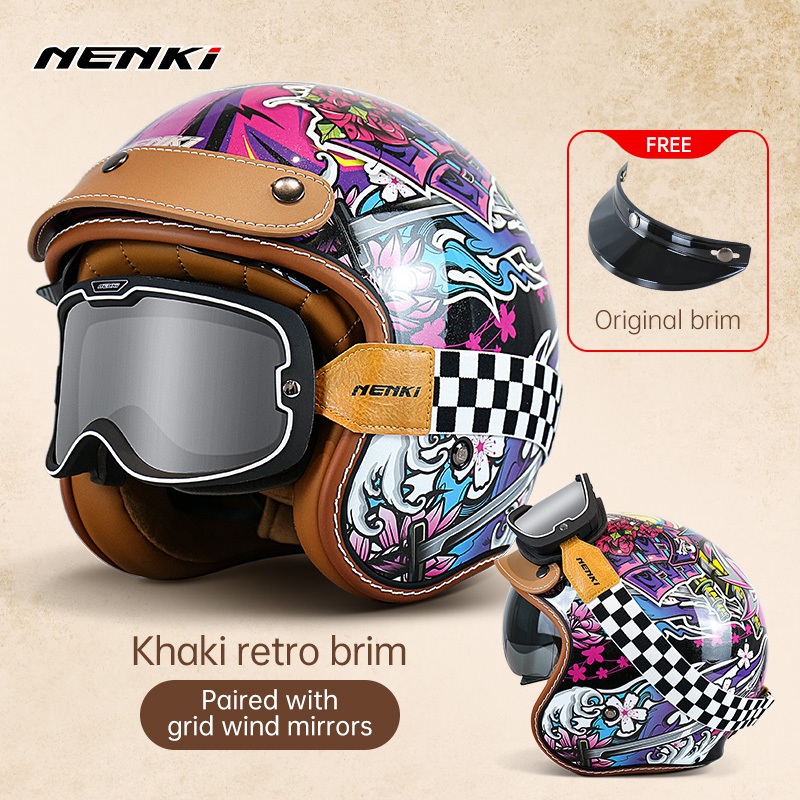 NENKI HELMETS NK-E3 VIOLETS CLASSIC RETRO HELMETS (FREE GIFTS) OPEN ...