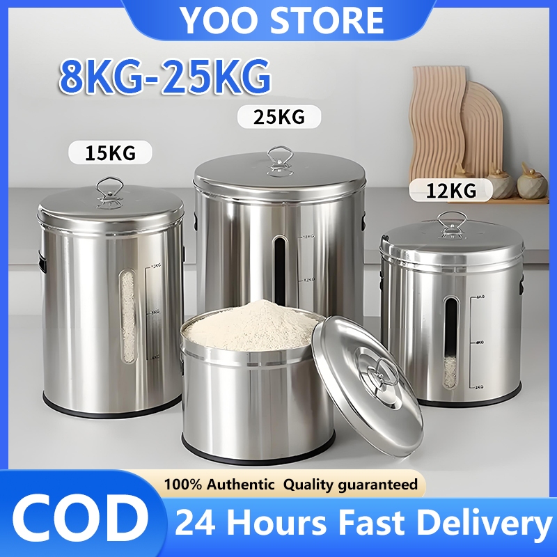 304 Stainless Steel Rice Bucket With Scale Rice Dispenser Moisture ...