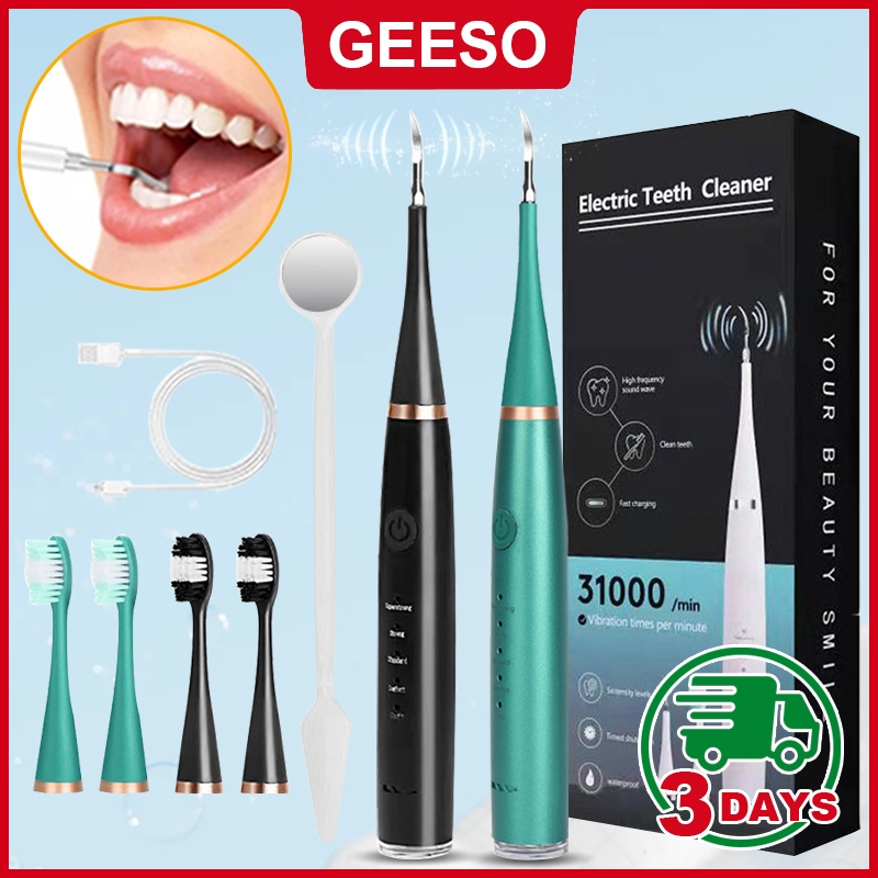 GEESO Ultrasonic Electric Teeth Cleaner Dental Scaler Teeth Whitening Tartar Removal Sonic Tooth ...