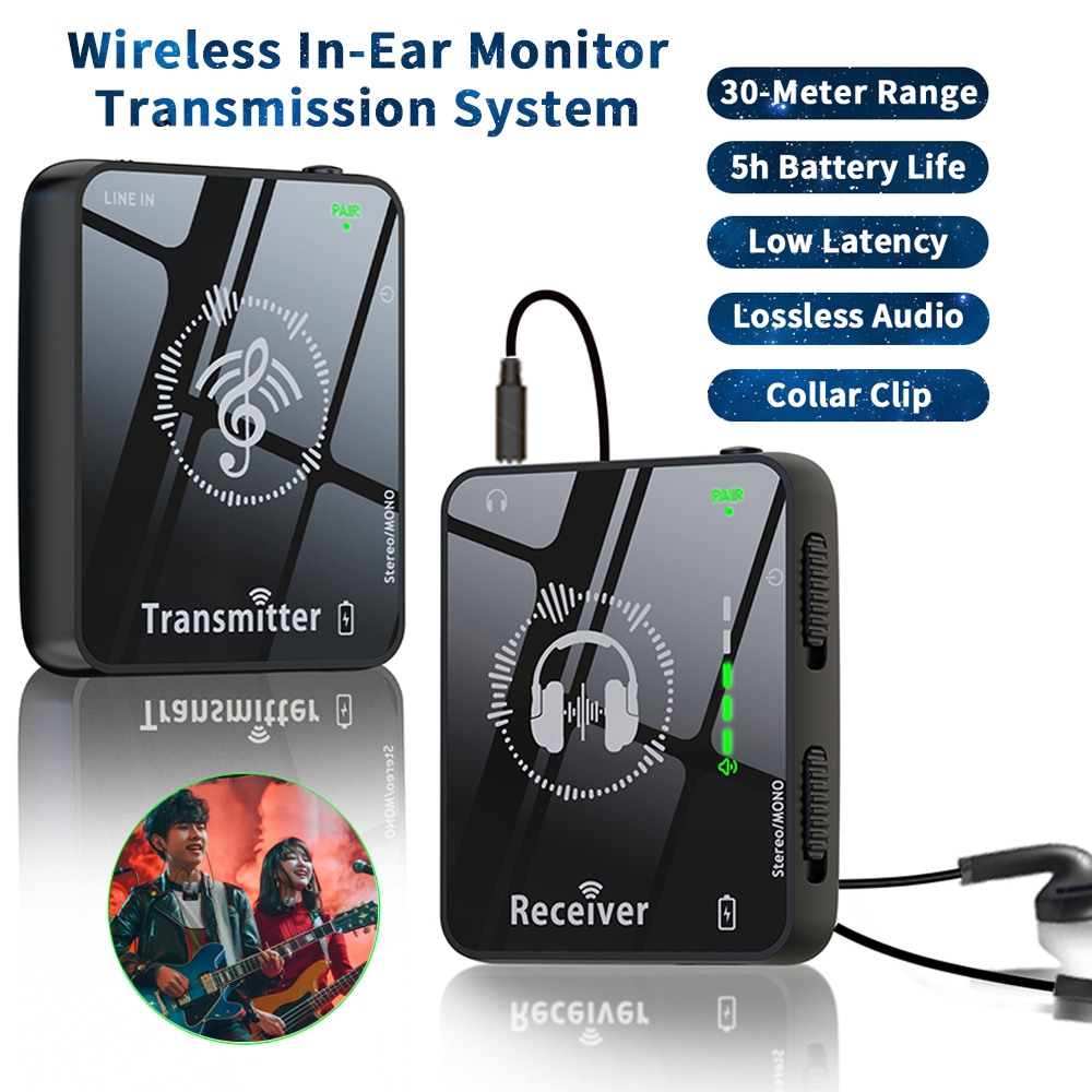 Wireless in Ear Monitor System 2.4G Stereo Wireless IEM Transmitter ...