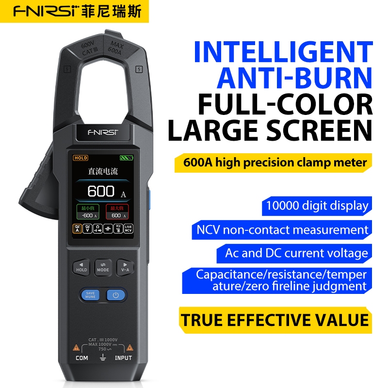FNIRSI DMC-100 DC AC Current Clamp Meter 10000 Counts Digital ...