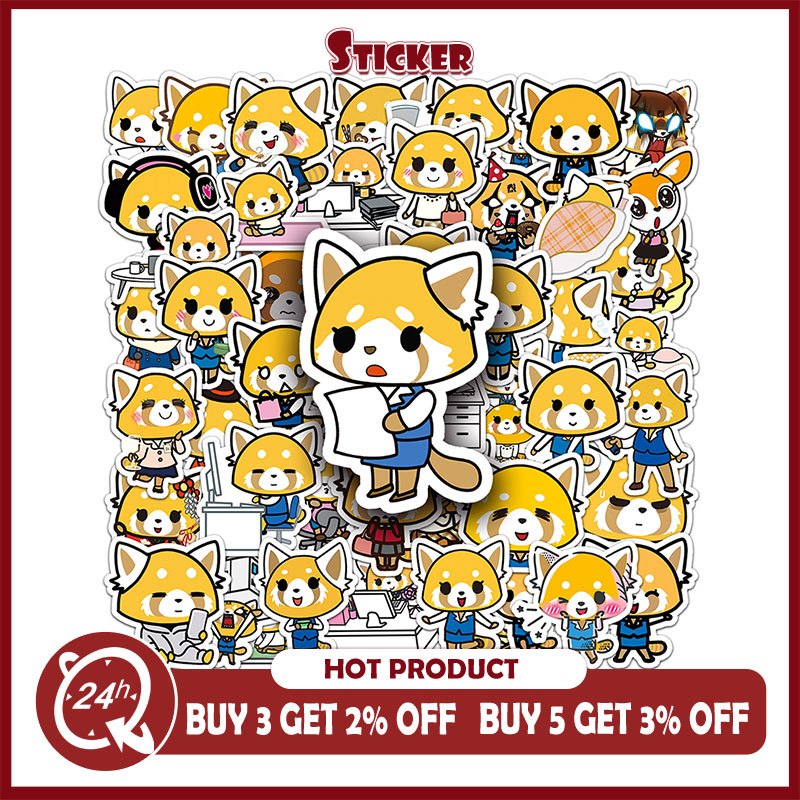 50pcs Sanrio Aggretsuko Sticker Anime Decal DIY Stationery Laptop Phone ...