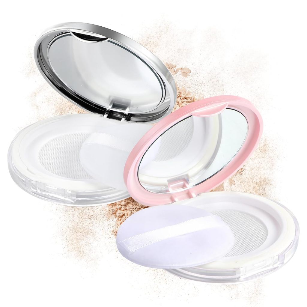 Pack of 2 Pairs Loose Powder Compact Container Empty Portable Plastic ...
