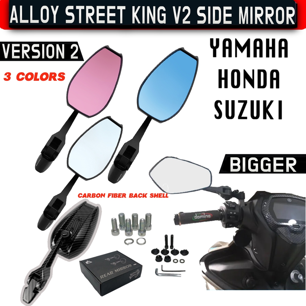 Universal Motorcycle Side Mirror Street King Anti-glare Adjustable Blue ...