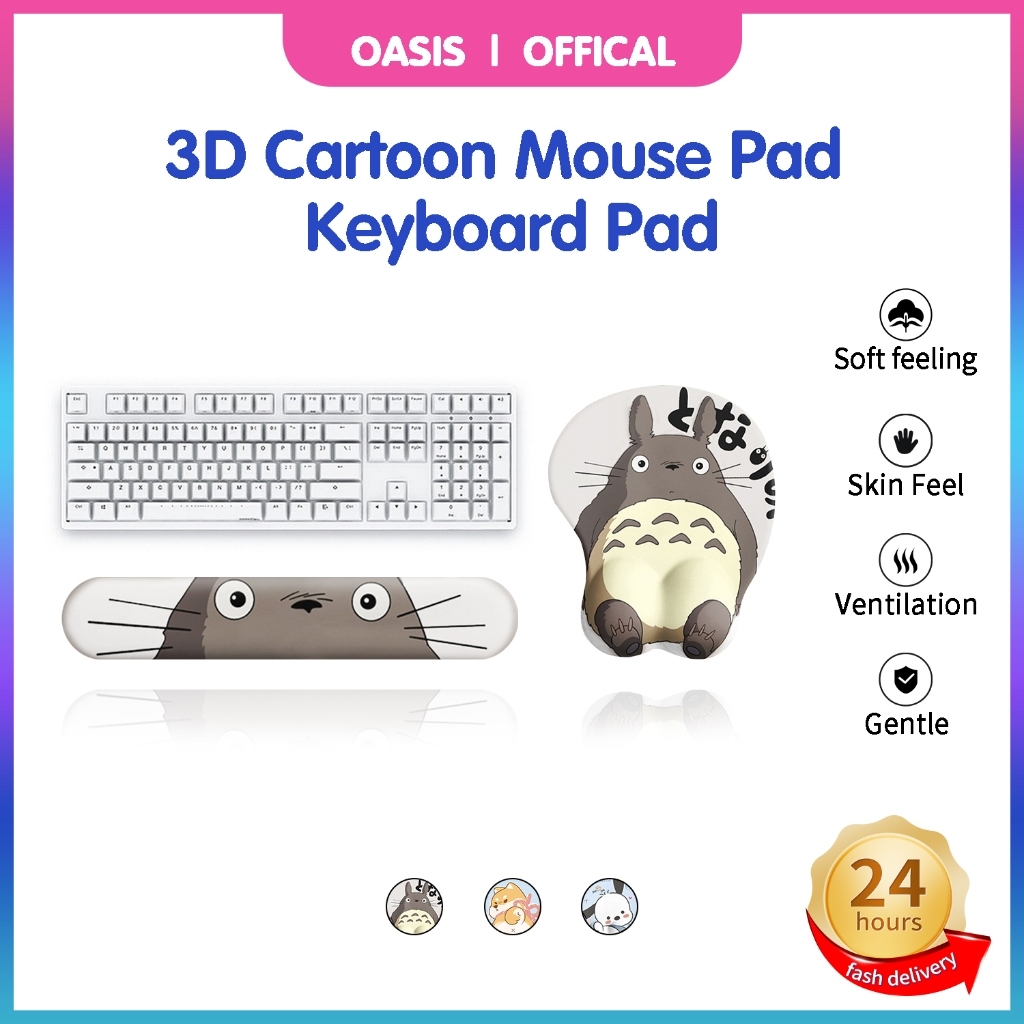 3D Cartoon Totoro Mouse Pad Ergonomic Keyboard Pad Wrist Guard Pad ...