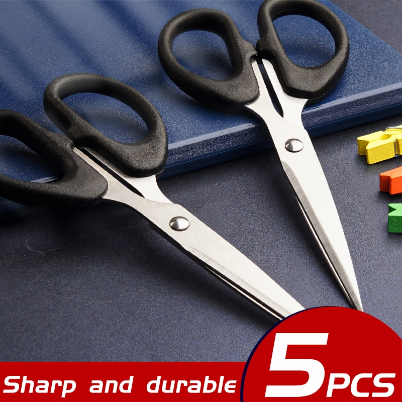 5Pcs Stainless Steel Scissors Office Multipurpose School Supplies Paper ...