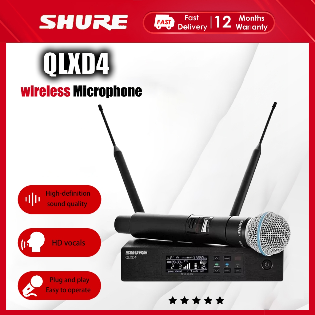 Shure QLXD4 High Quality Professional UHF System Wireless Microphone BETA58A/SM58 Handheld Mic ...