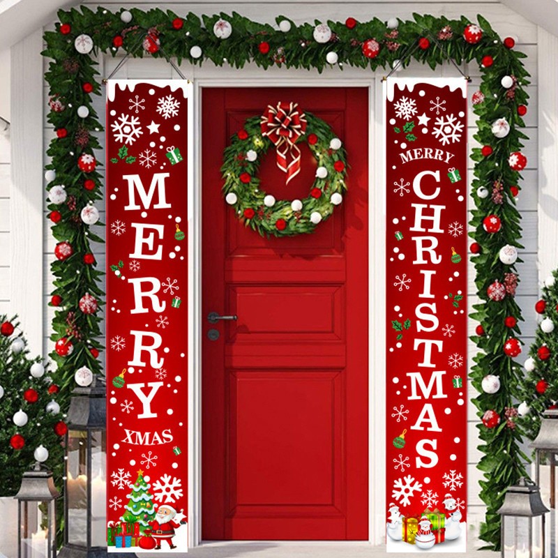 Merry Christmas Decorative Door Banner Christmas Banner 2pcs | Shopee ...
