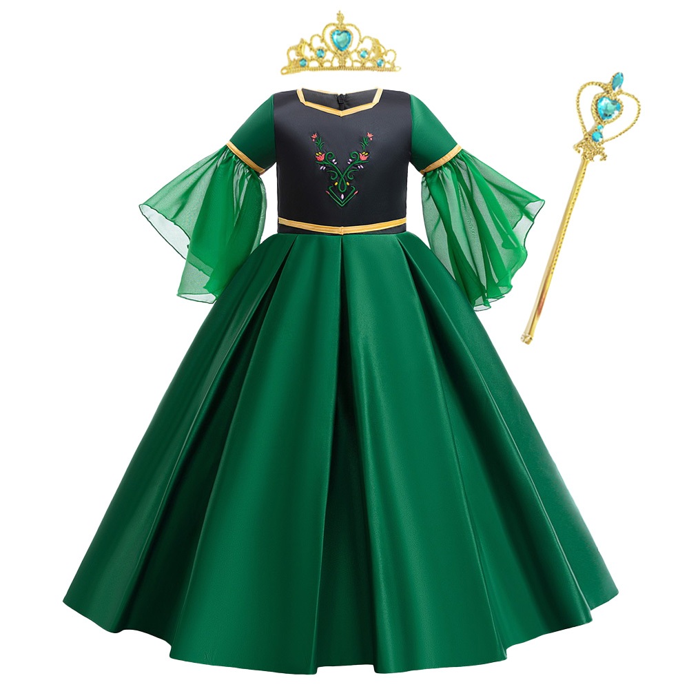 Fancy Elsa Anna Frozen Girl Dress Carnival Cosplay Costume Flower ...