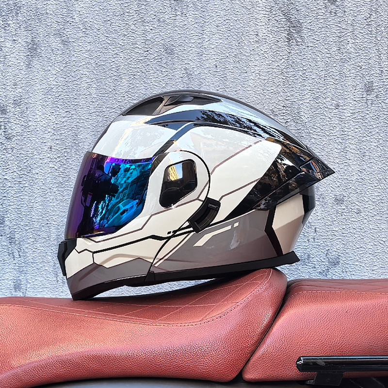 New ORZ motorcycle facelift helmet with dual mirror film head helmet ...