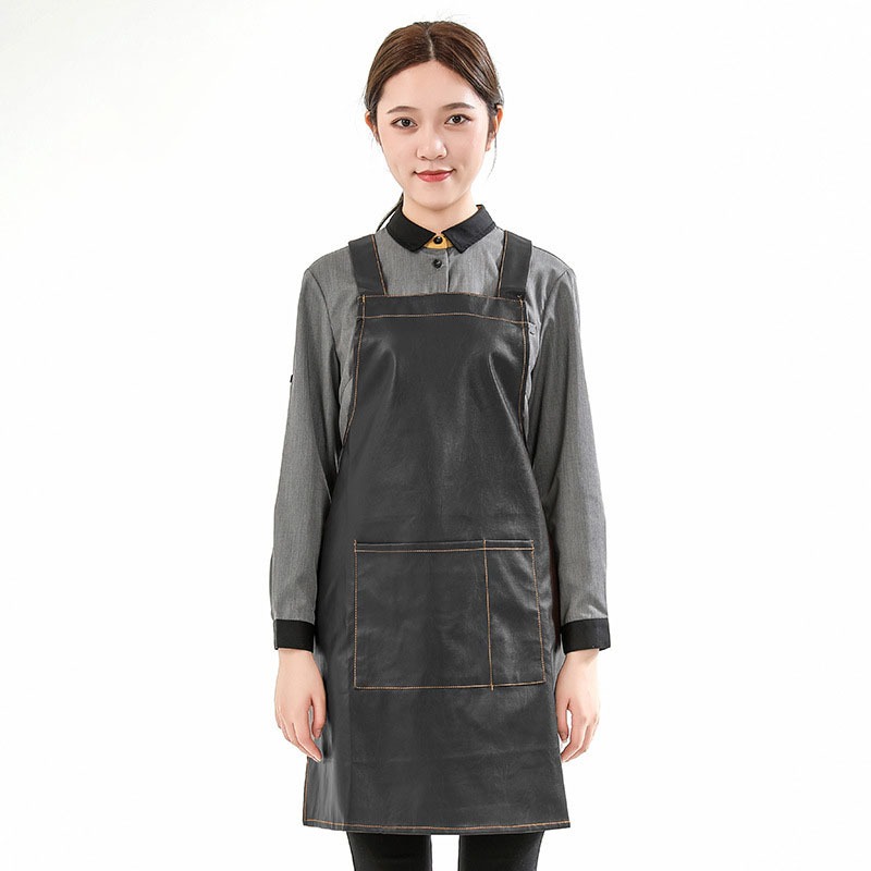 【Customized logo】PU leather apron waterproof and oil resistant studio ...