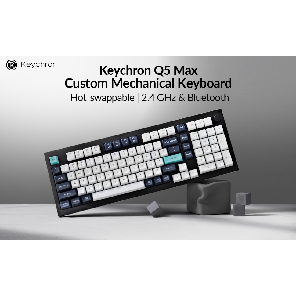 Keychron Q5 Max Wireless Custom Mechanical Keyboard, 2.4 GHz Bluetooth ...
