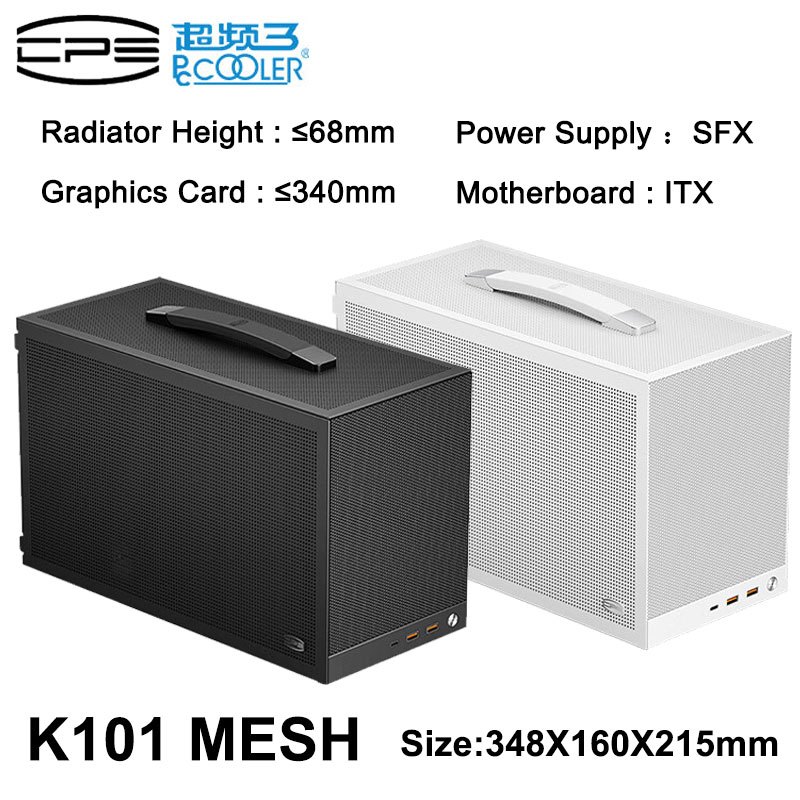 PCCOOLER K101 Mesh Portable Desktop ITX Small Case supports SFX power supply/12015 fan ...