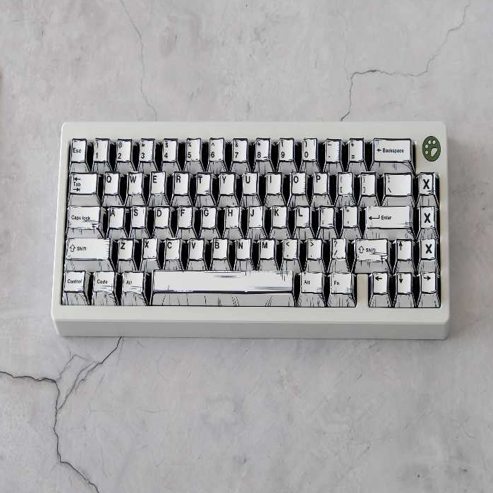 Sketch Theme Keycap Set 150 Keys PBT Custom Manga Style Keyboard Cap ...