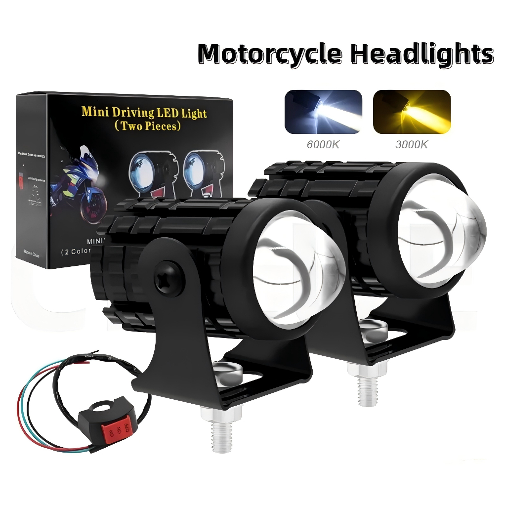(2PCS) Motorcycle Mini Driving Lights Warranty Waterproof High Low ...