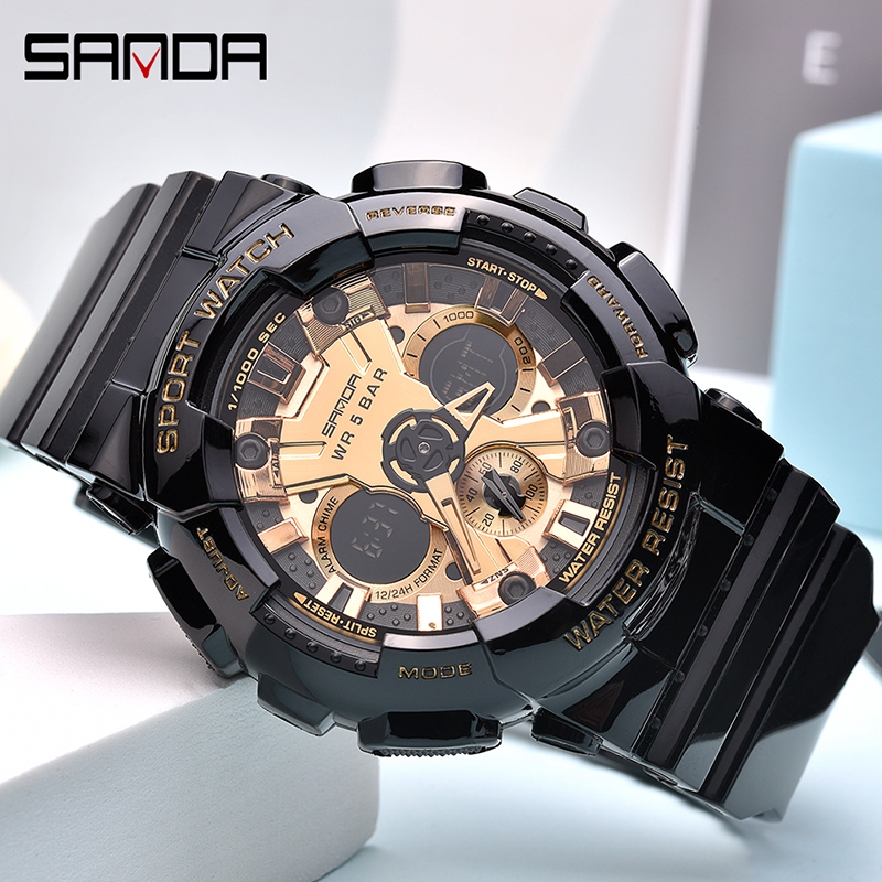 SANDA 6033 Dual Display watch sanda watches for men proof sport watch for men waterproof gift ...