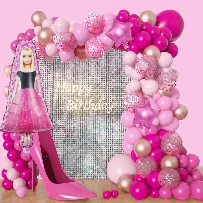 Barbie Theme Balloons Garland Arch Kit for Princess Barbie Theme Girl ...
