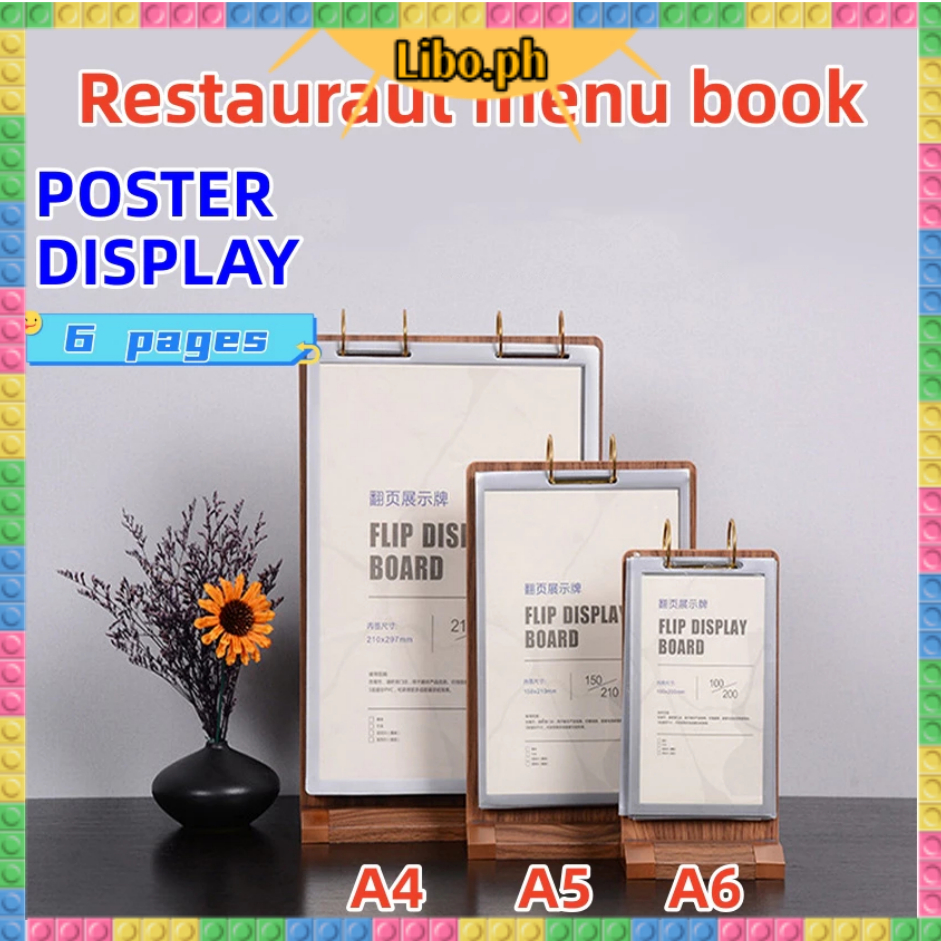 Walnut flip table card pvc menu adhesive display stand A4/A5/A6 Wooden ...