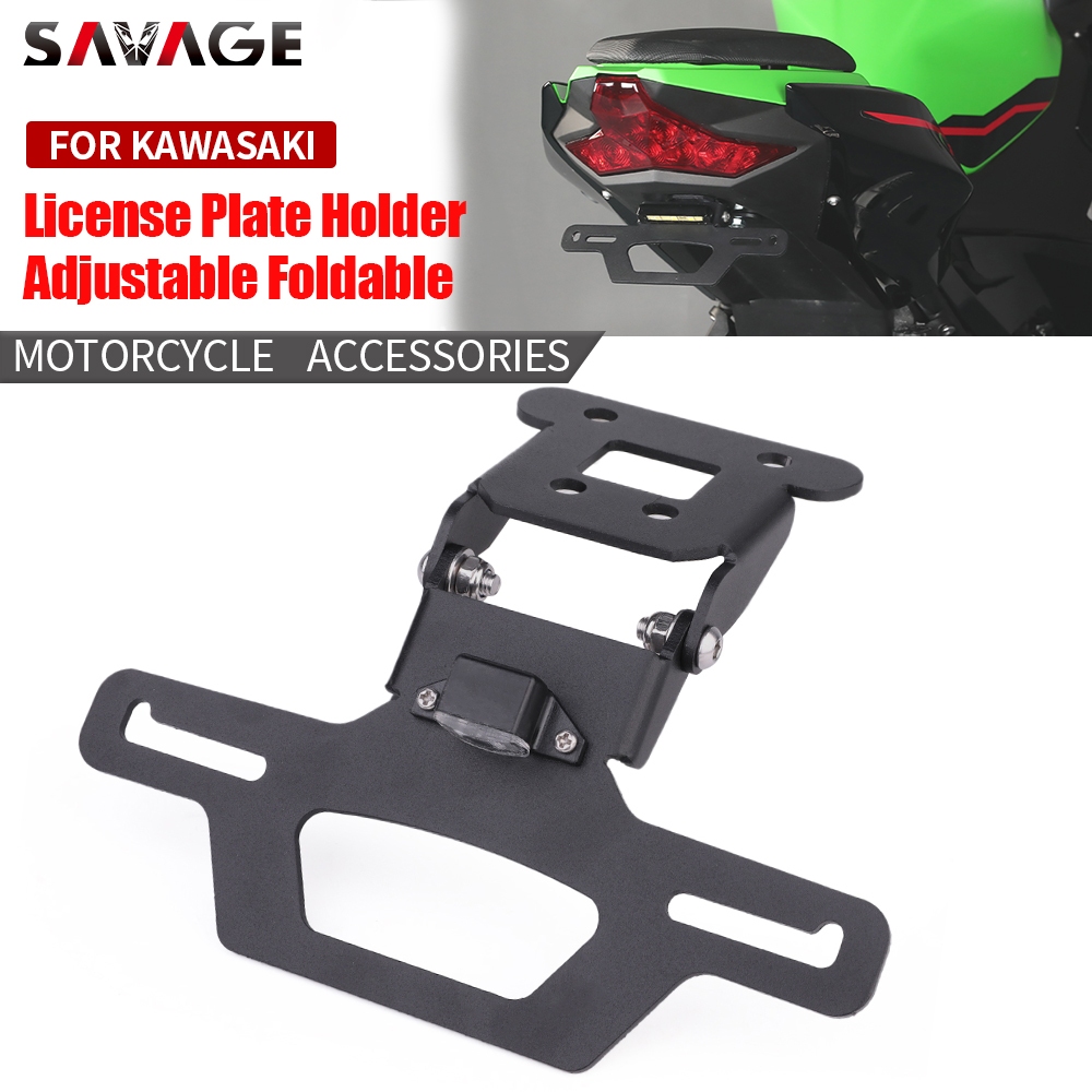 Adjustable Foldable License Plate Holder For KAWASAKI NINJA 250 400 Z ...