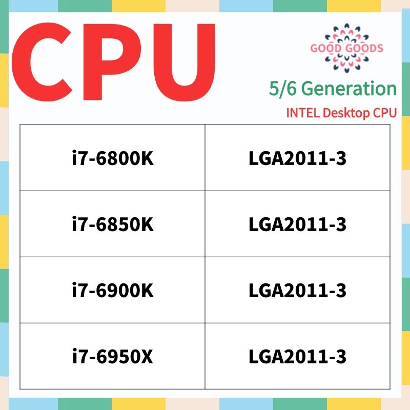 i7-6800K i7-6850K i7-6900K i7-6950X 5th/6th generation INTEL Core ...