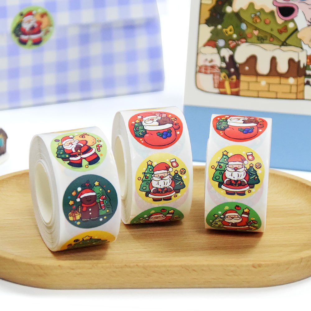 Cute Cartoon Christmas Theme Gift Label Sticker Sticker Sticker Kawaii ...