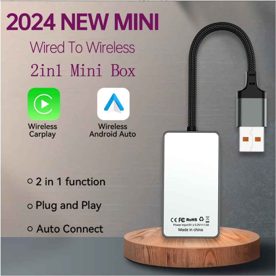 2in1 NEW Mini Carplay Box Wired To Wireless Carplay Android Auto Plug ...