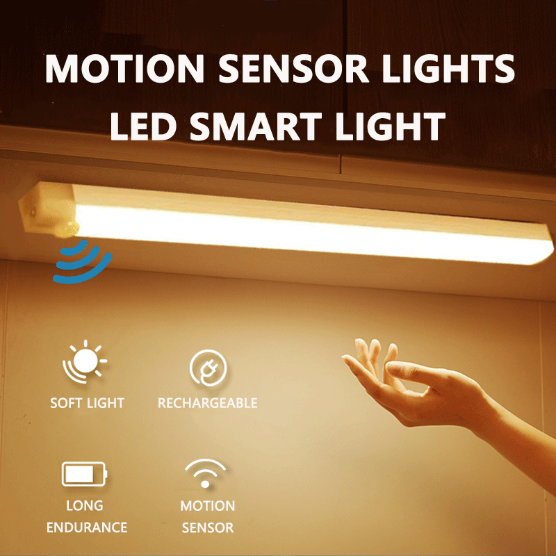 LED Wireless Motion Sensor Rechargeable Light Tube USB Smart Induction ...