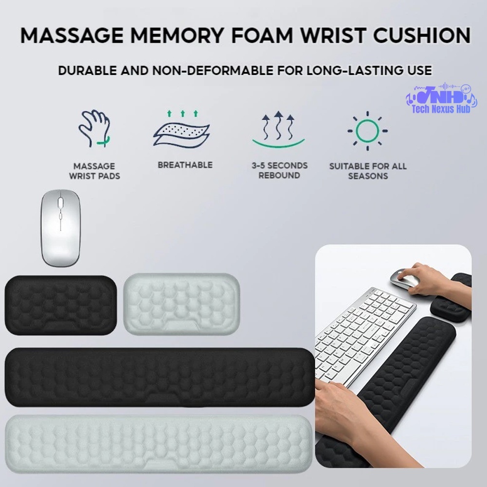 Memory Foam Keyboard and Mouse Wrist Rest Pad Soft Silicone Keyboard Wrist Pad, Extra-Large ...