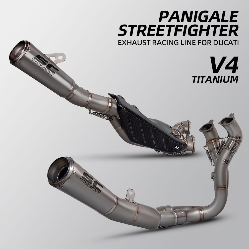 SC Proejct titanium full exhaust system with S1-GP titanium exhausts for Ducati Panigale V4 ...