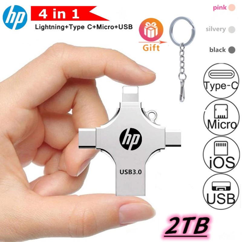 HP 2TB USB 3.0 Pendrive External Hard Drive Type-C 1TB OTG Flash Drive ...