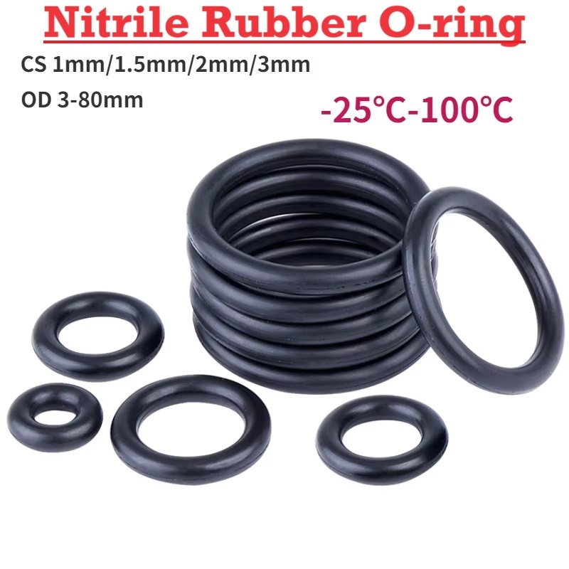 TJ-Black Nitrile O-ring Rubber Ring NBR Sealing Thickness 1mm OD4-30mm ...