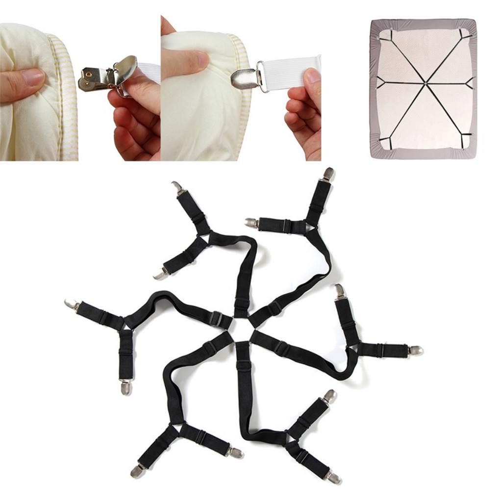 Bed Sheet Clips Adjustable Sheet Straps Suspenders Gripper Fastener 6 ...