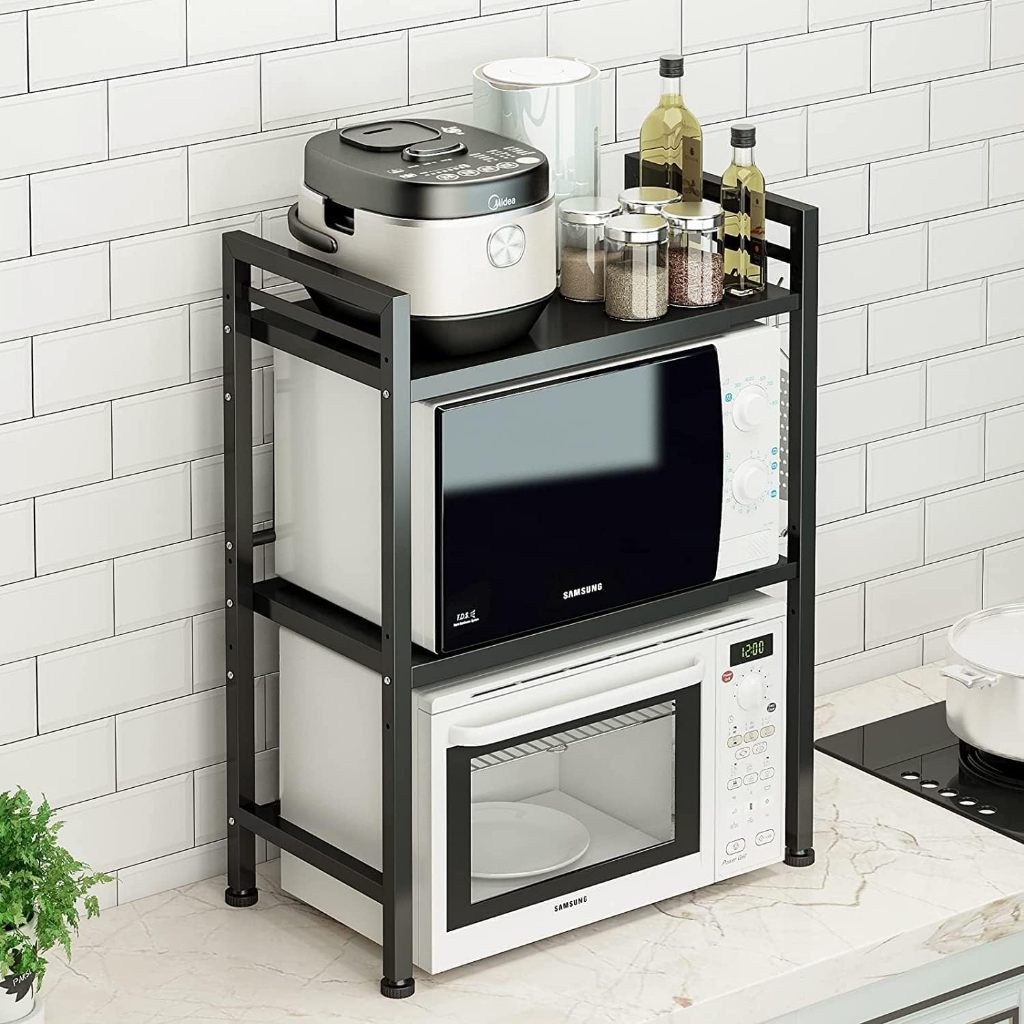 Microwave Oven Rack Space Saver Kitchen Rack Adjustable Length and ...