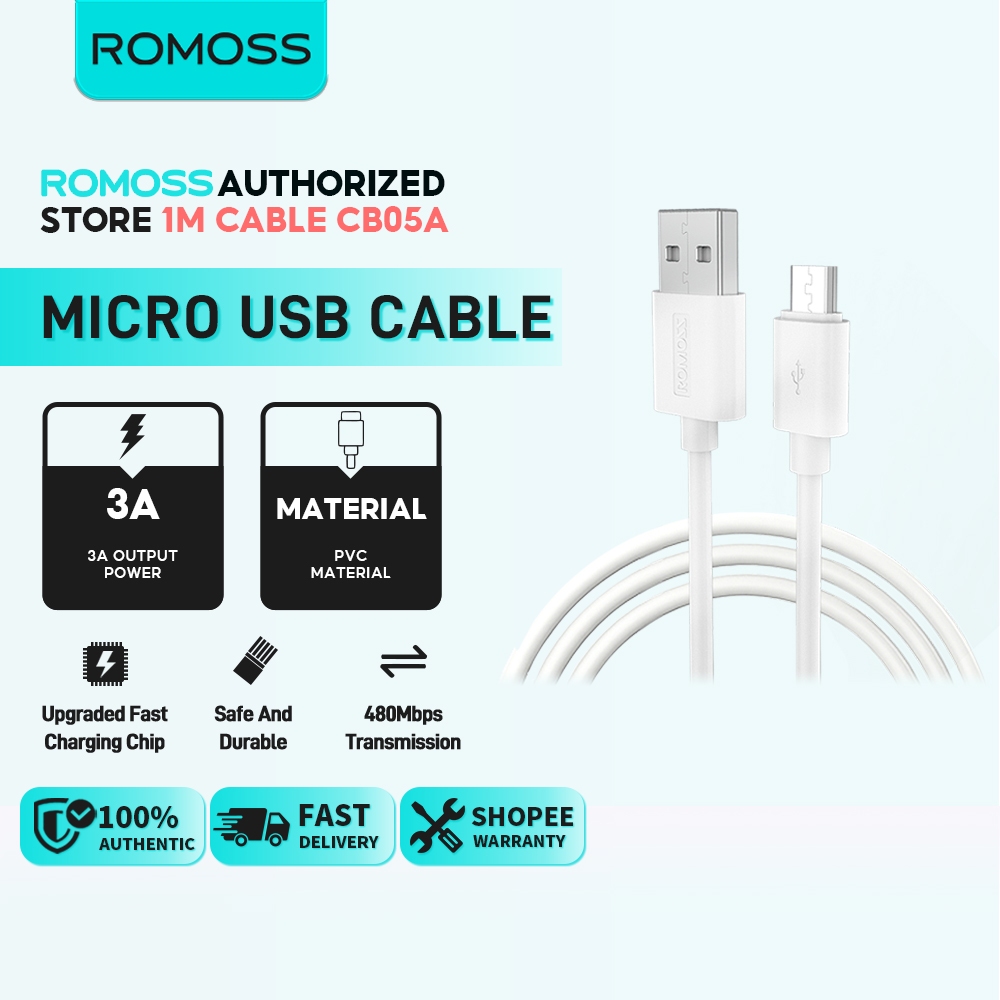Romoss Cb05a 1m Cable Micro USB Upgraded Version 3a Fast Charging Cord ...