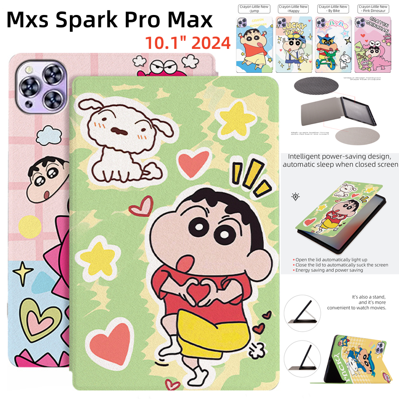 for Mxs Spark Pro Max 10.1 inch 2024 PU Leather Flip Case Cartoon Cute ...