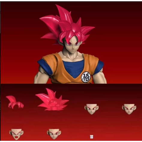 Dragon Ball Goku TK Red God Form Head Sculpture Accessory Pack | Shopee ...