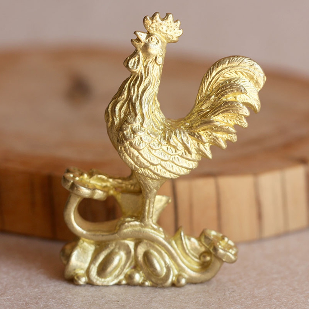 Decor for Living Room Figurines Home Desk Decorations Copper Rooster ...