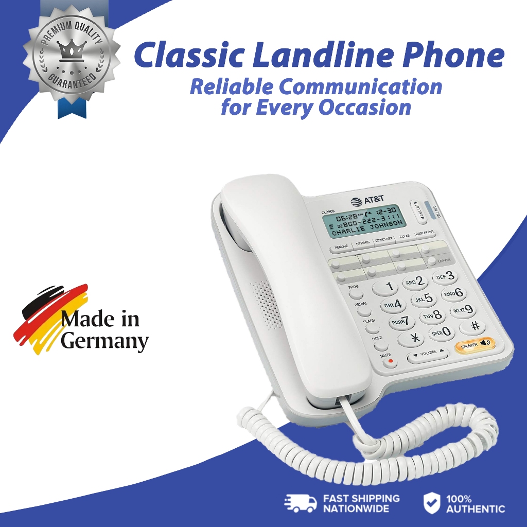 Corded Caller ID Telephone With Speaker Wired Landline Telephone Set Phone Caller LCD Display ...