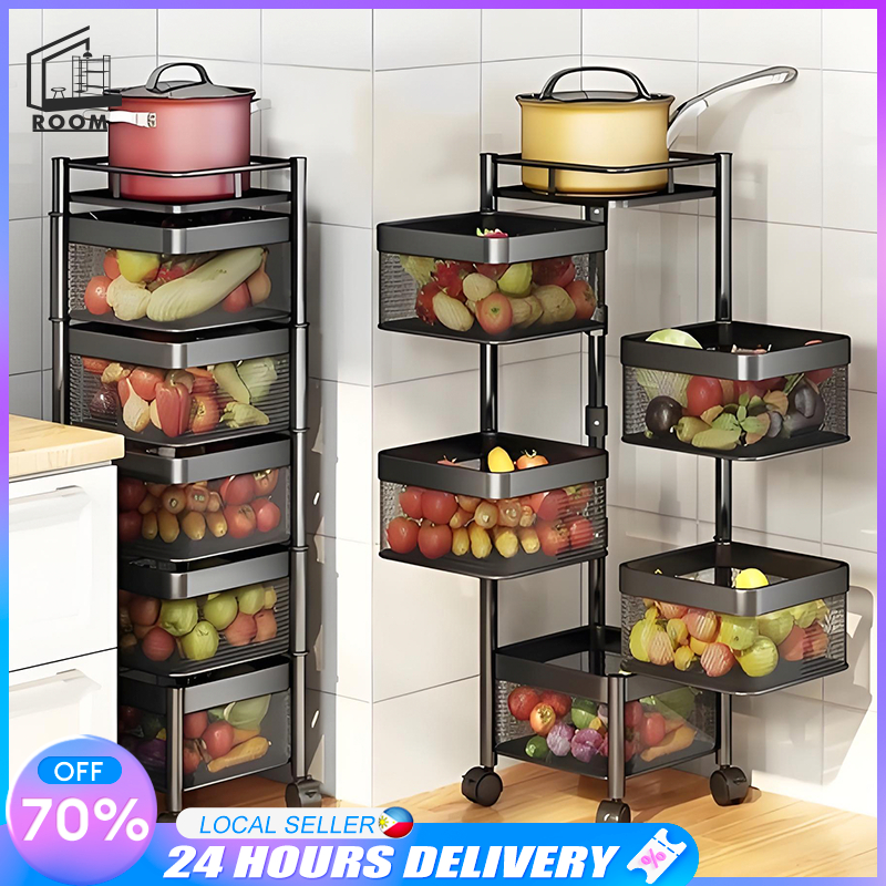 Rotating Trolley Rotating Rack Vegetable Spice Shelf Storage Organizer ...