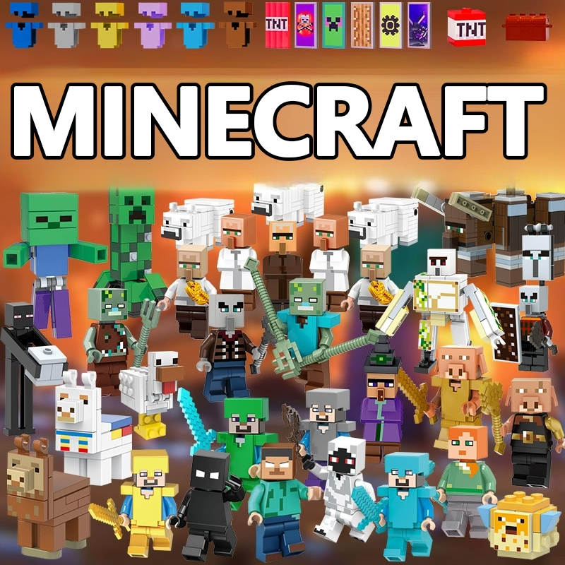 Minecraft 16-piece set, popular characters Steve Creeper, Zombies and ...