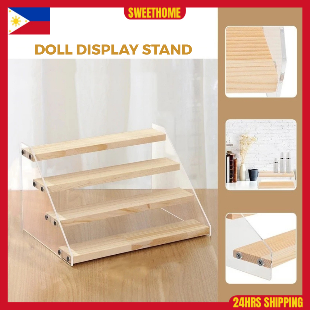 【COD】5 Tier Wooden Acrylic Display Stand Toy Cosmetics Showcase Anime ...
