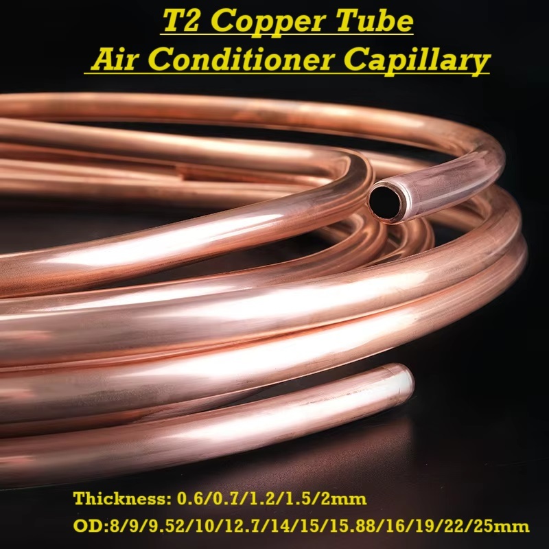 1Meter Soft Red Copper Tube 99.9% T2 Copper Coil Air Conditioning Pipe ...