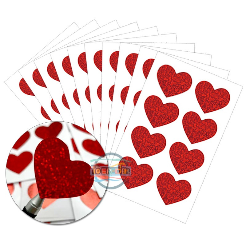 80pcs Laser Red Love Stickers Children's Photo Wall Heart Stickers ...