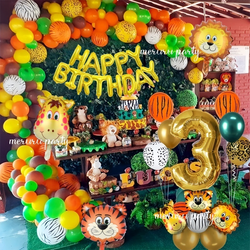 Jungle Safari Animal Theme Balloon Garland Kit Wild One Animal Theme ...