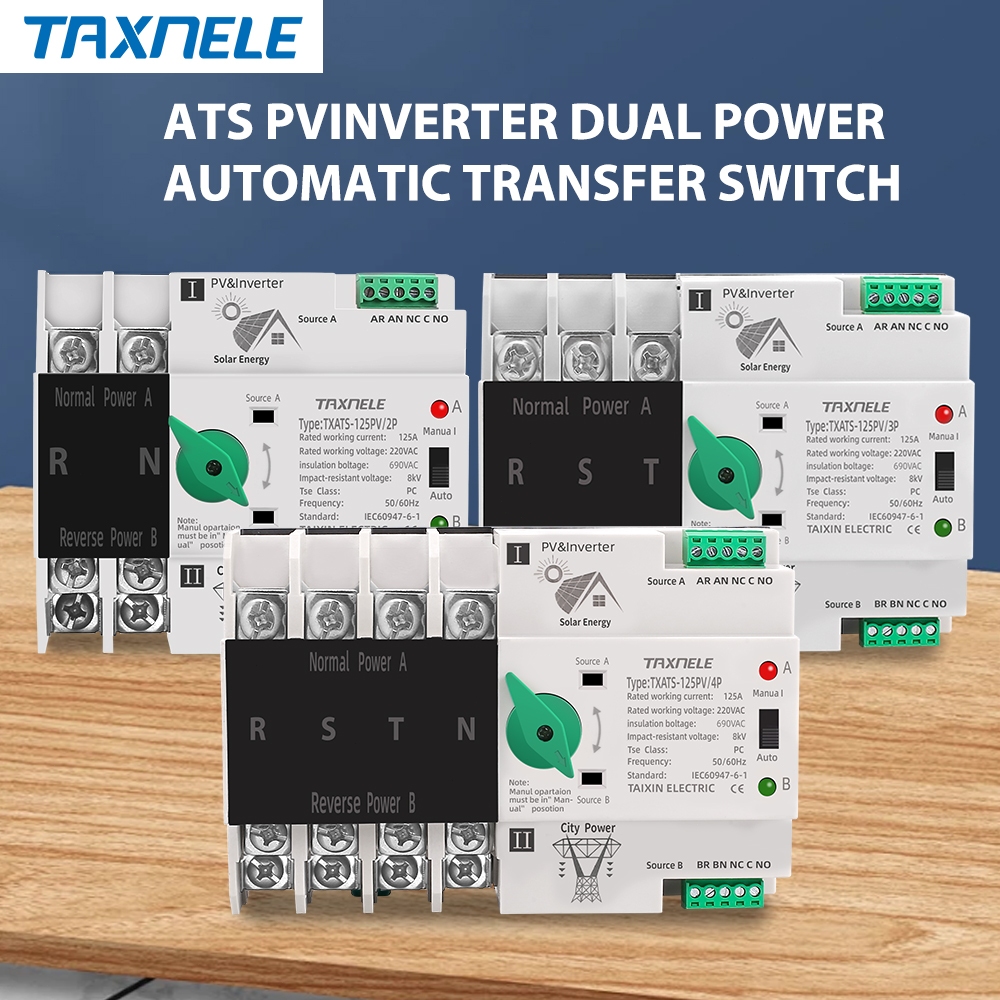 2P 3P 4P Din Rail ATS PV Inverter Dual Power Automatic Transfer Switch ...
