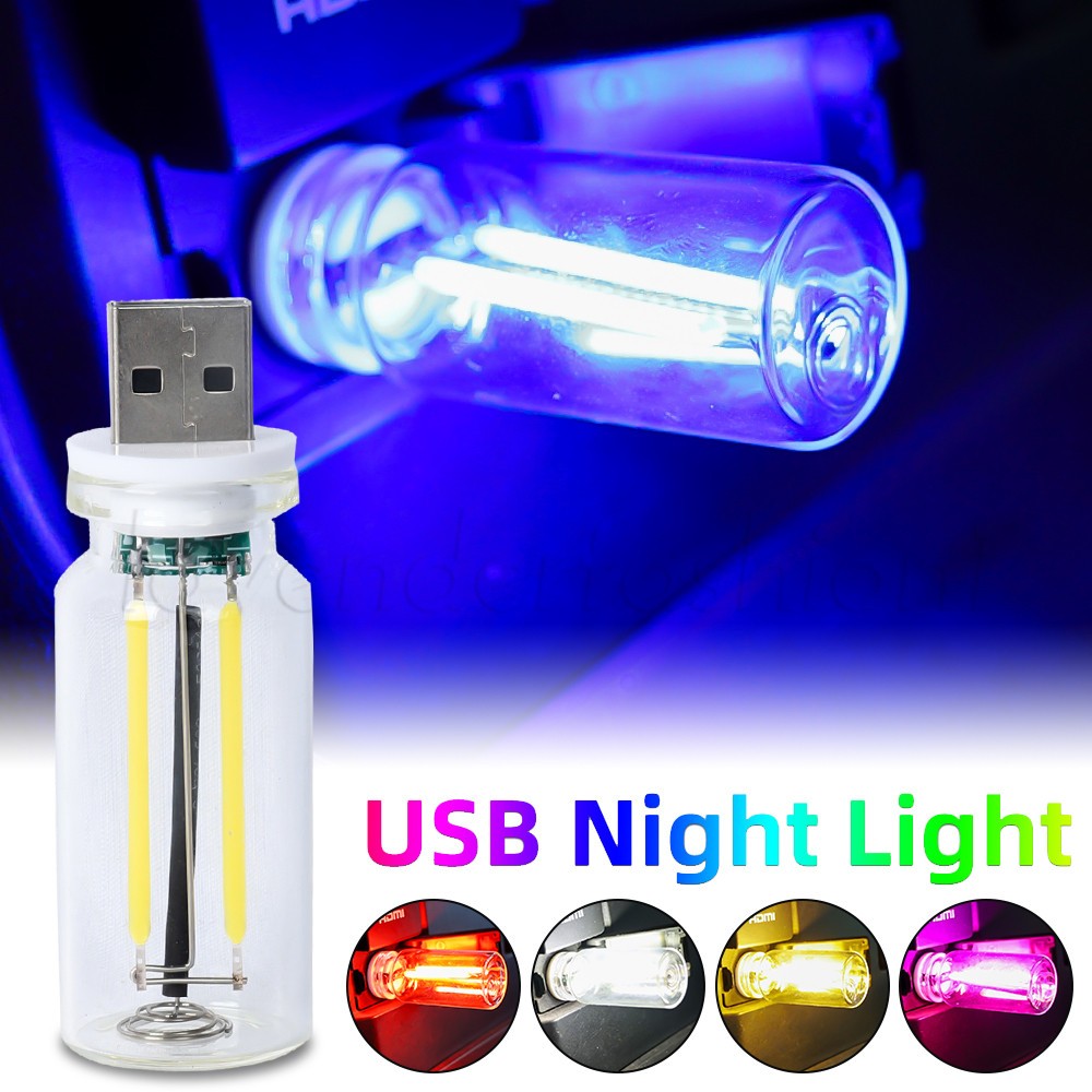 Retro USB Led Filament Night Light Dimming COB Portable Lamp Bulb 5V ...