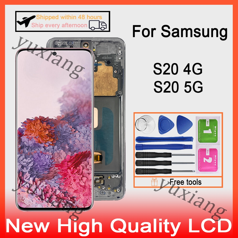Original OLED TFT Samsung Galaxy S20 4G 5G LCD Display Touch Screen Digitizer With Frame ...