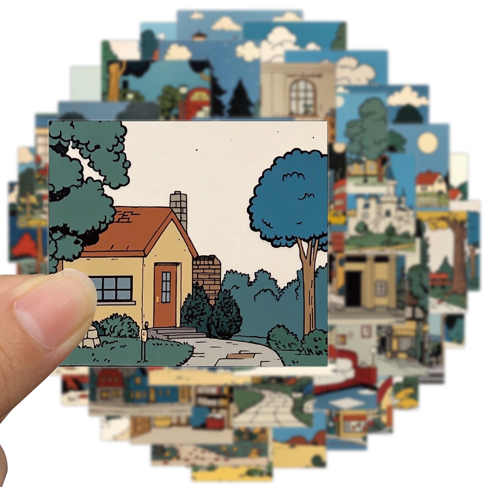 [Large Sticker]50Pcs Anime Street View Landscape Stickers Scenery ...