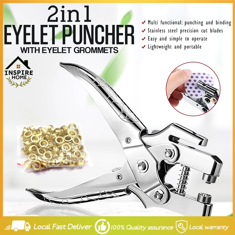 2in1 Grommet Eyelet Plier Set With 100 Metal Eyelets Grommet Tool Kit ...