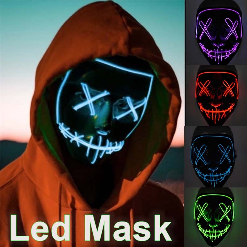 Halloween Mask Purge Mask Neon Masquerade Party Masks LED Mask Neon ...